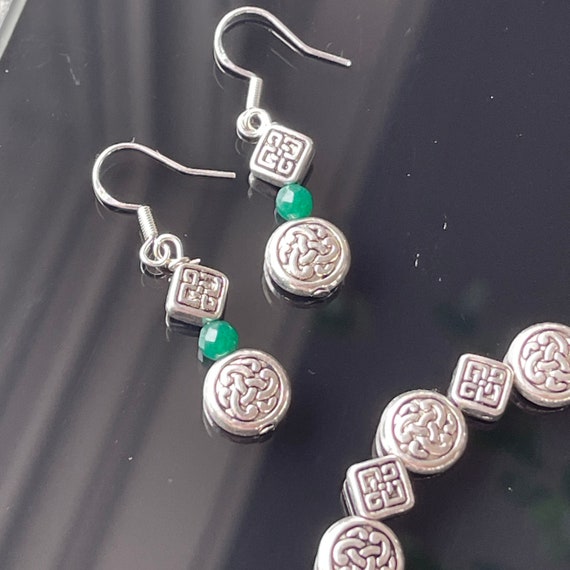 Celtic Knot and Jade Earrings | Etsy