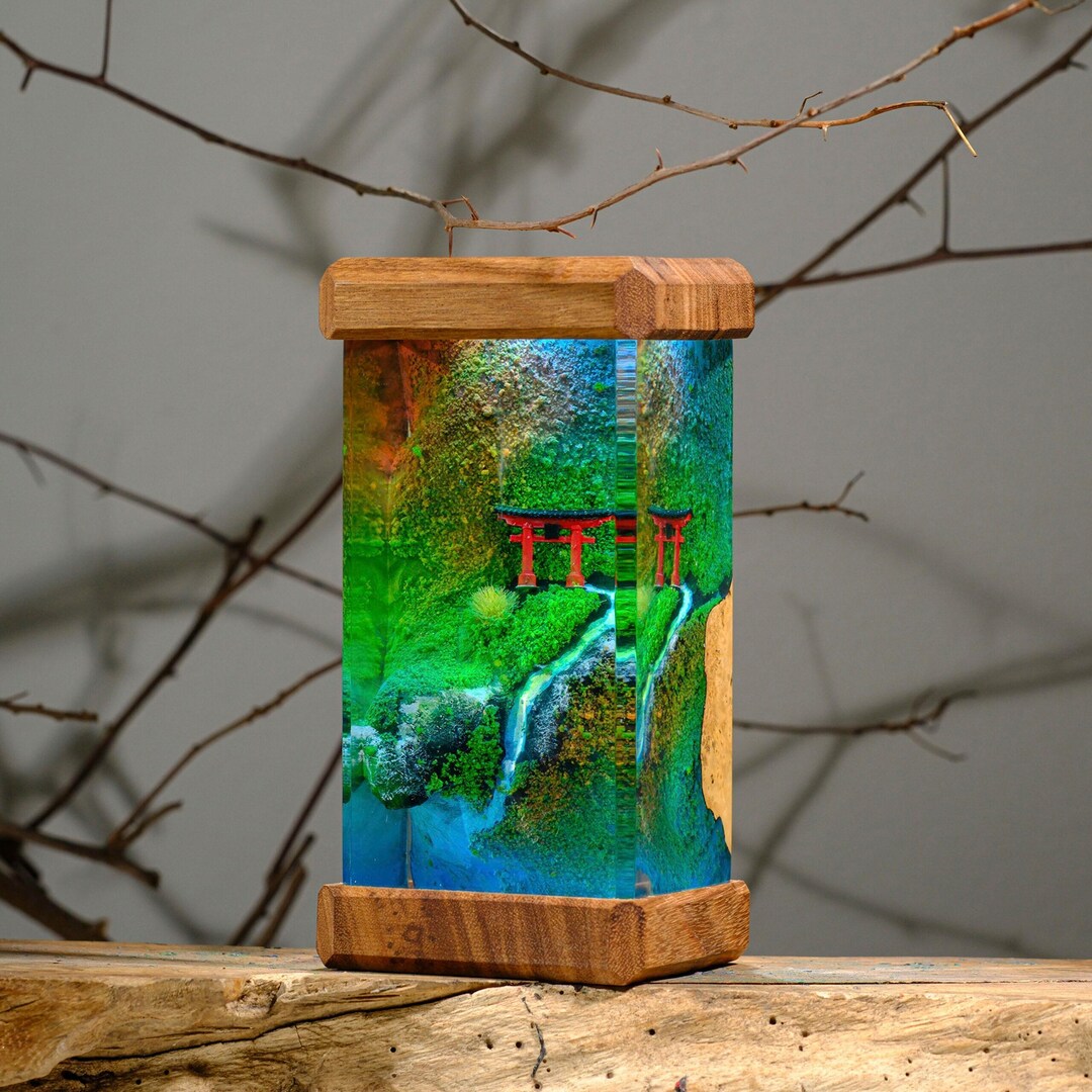 Torii Gate Beside Stream Resin Lamp, Japanese Landmark Art Night Light ...