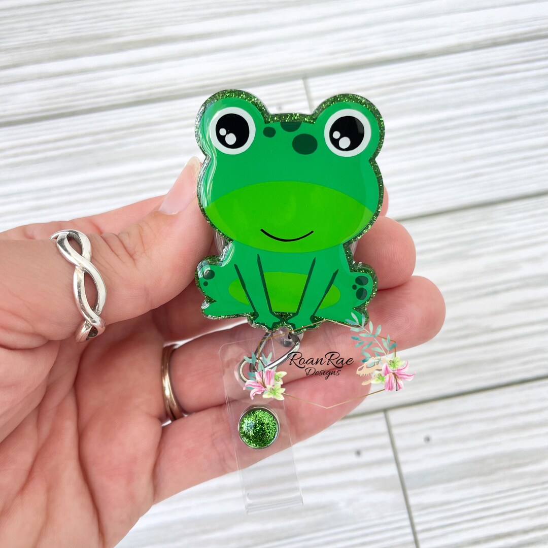 Frog Acrylic Retractable Badge Reel, Cute Animal Teacher Lanyard With ...