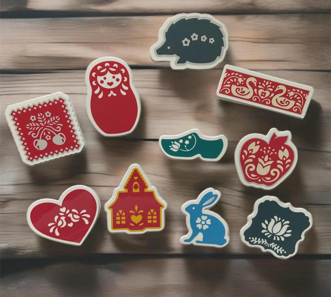 Folk Art Scandinavian Sticker Pack of 10 High-quality Glossy Vinyl ...