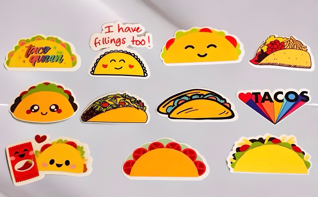 Yummy Taco Stickers set of 11 - Etsy