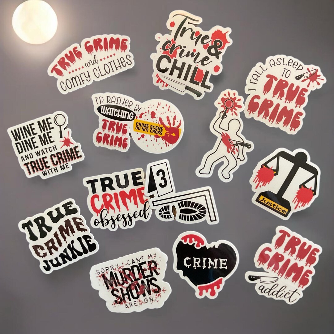 True Crime Scene Fan Stickers Pack of 12 High-quality Waterproof Glossy ...