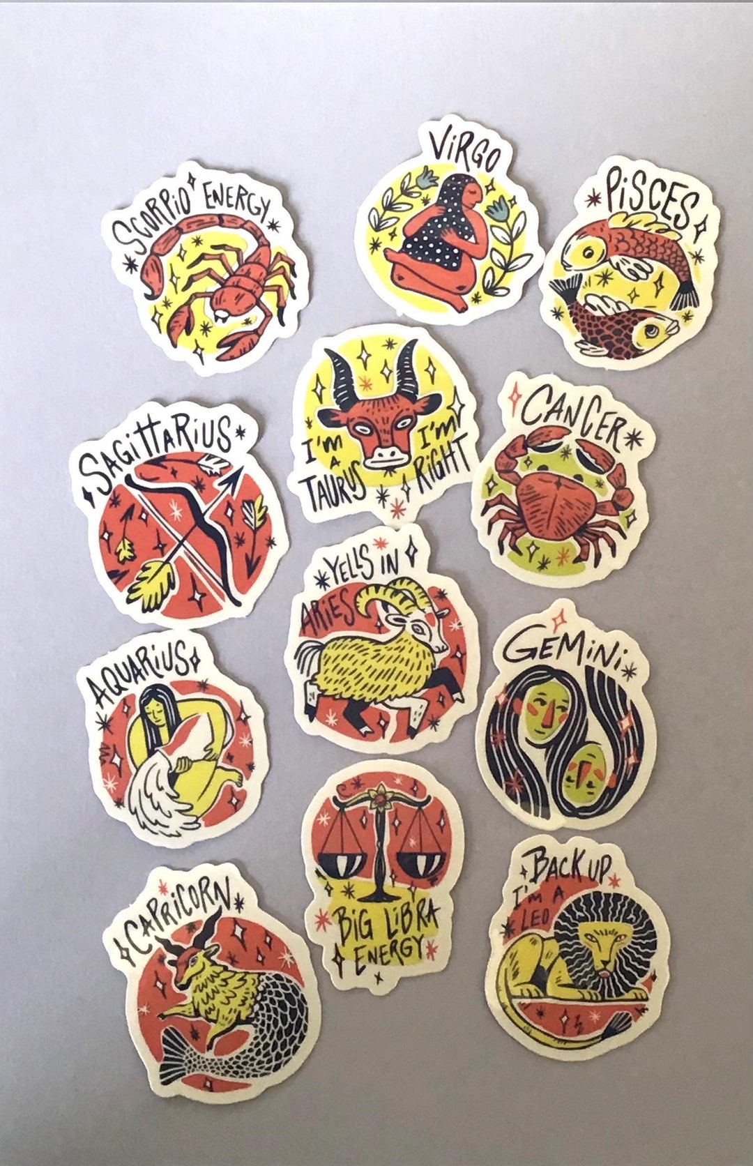 Zodiac Eclectic Designs Sticker Pack of 12 Glossy High-quality ...