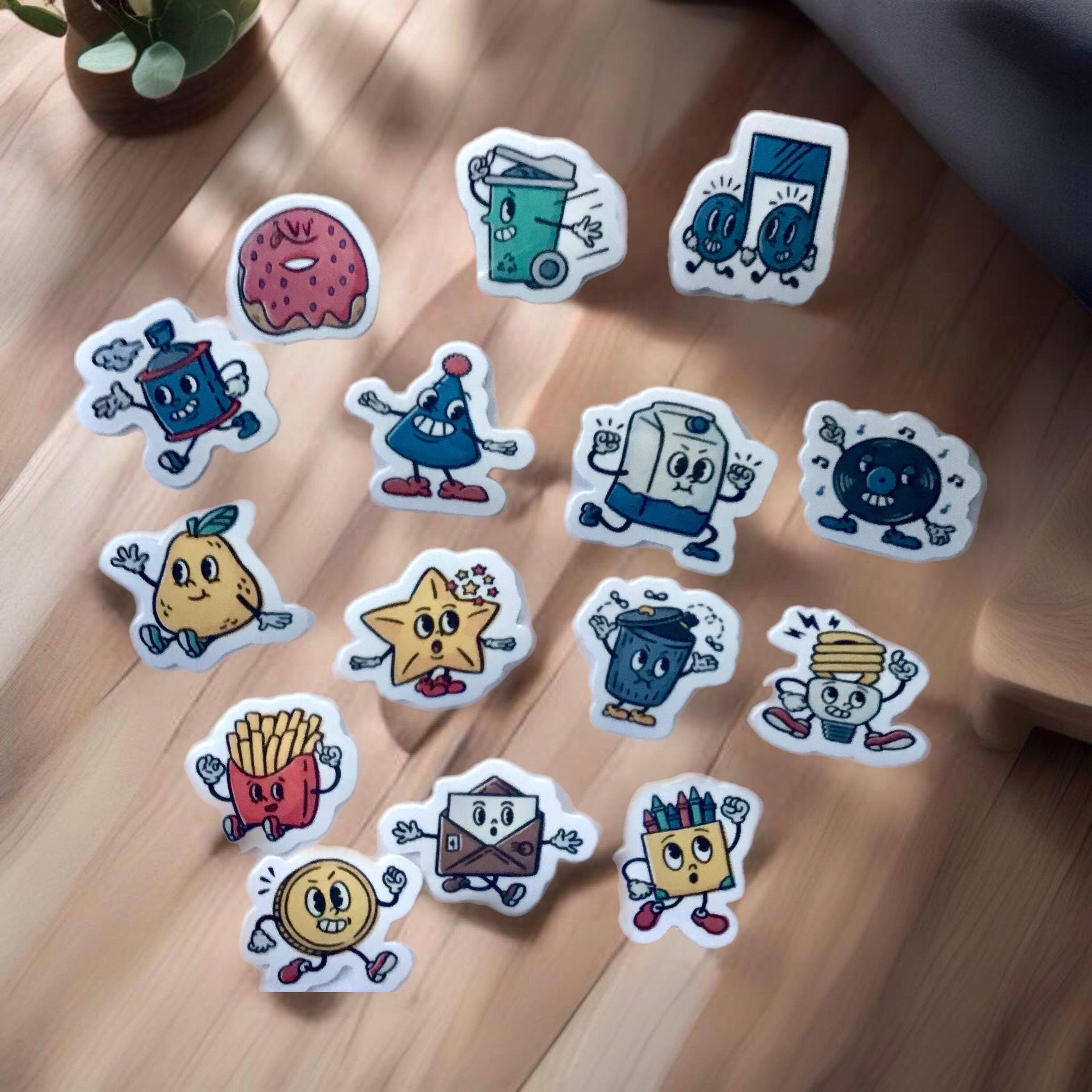 Retro Cartoonish Stickers pack of 15 High-quality Glossy Vinyl ...