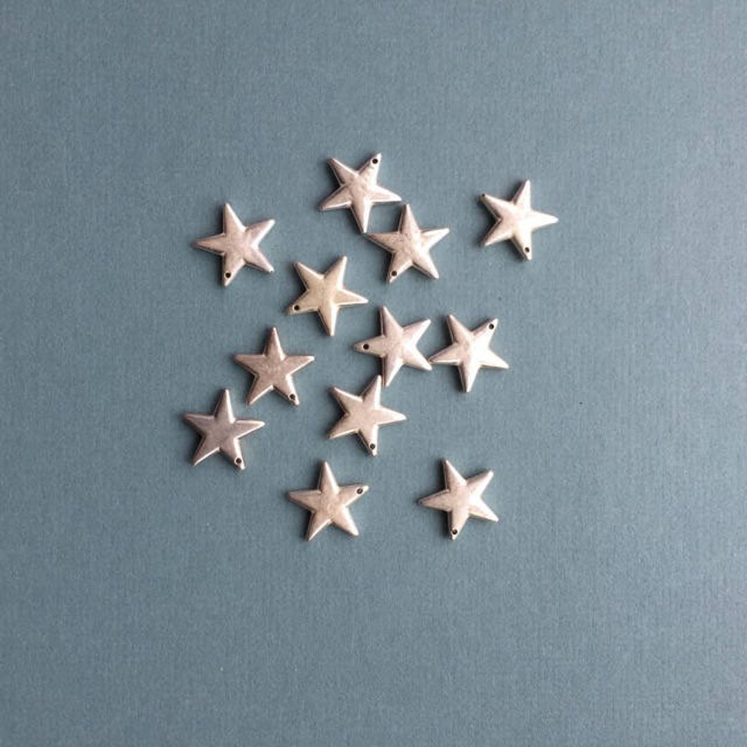 Vintage Bright Silver Plated Puffed Star. Made in USA, 20 X 20mm Qty ...
