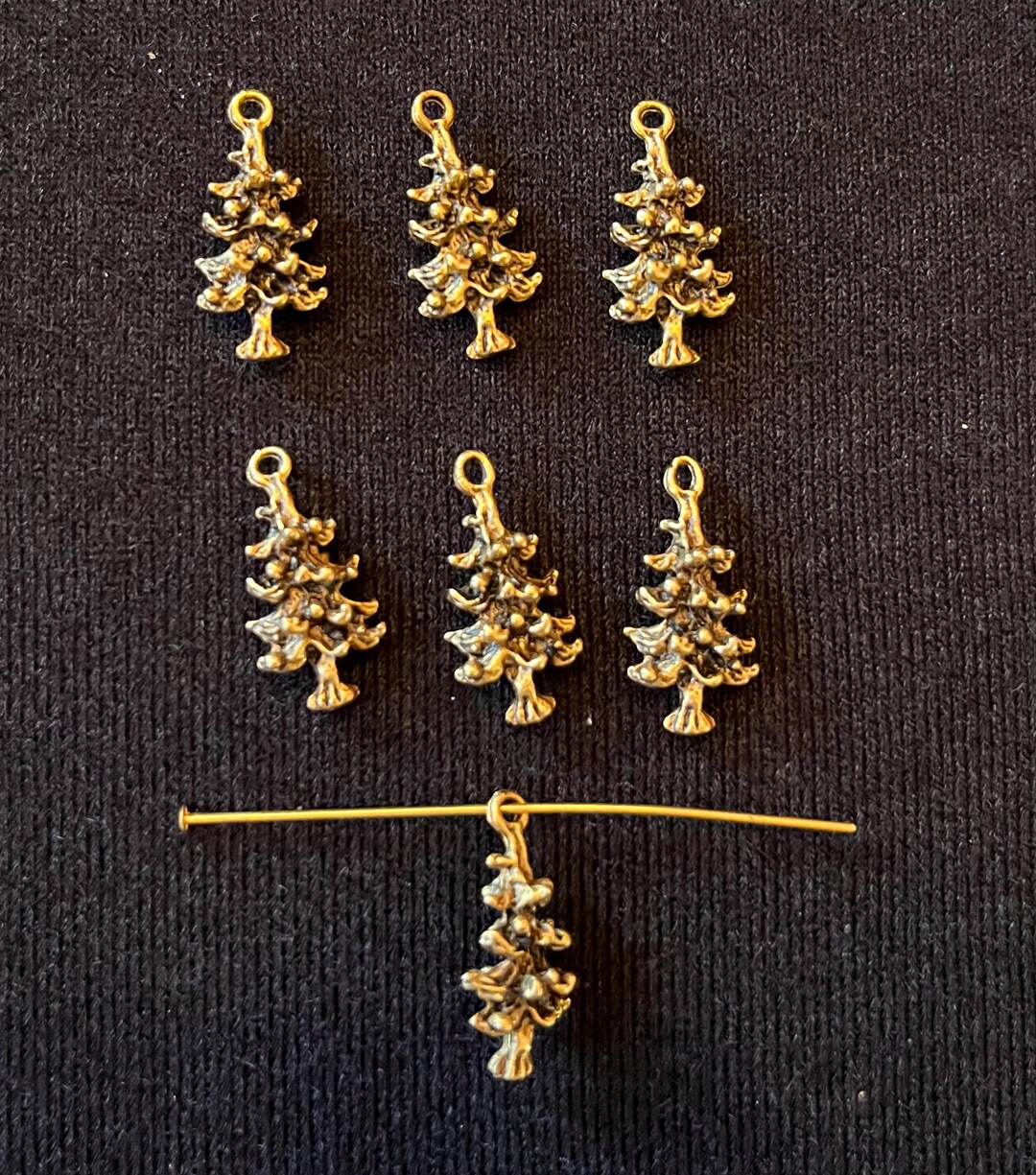 Vintage, Casted, Antique Gold Plated, Puffed 2-sided Christmas Tree ...