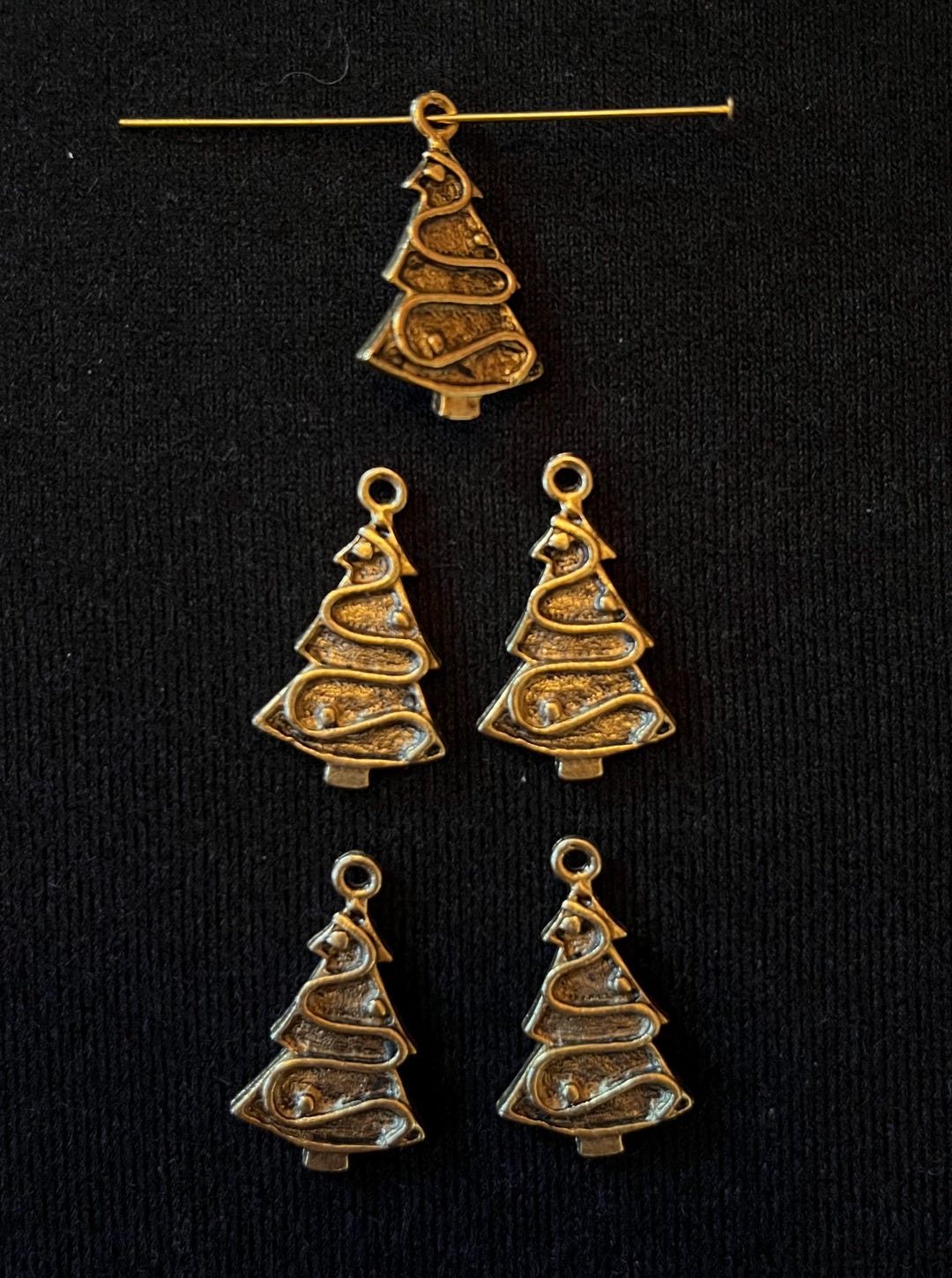 Vintage, Casted, Antique Gold Plated, 1-sided Christmas Tree. Made in ...