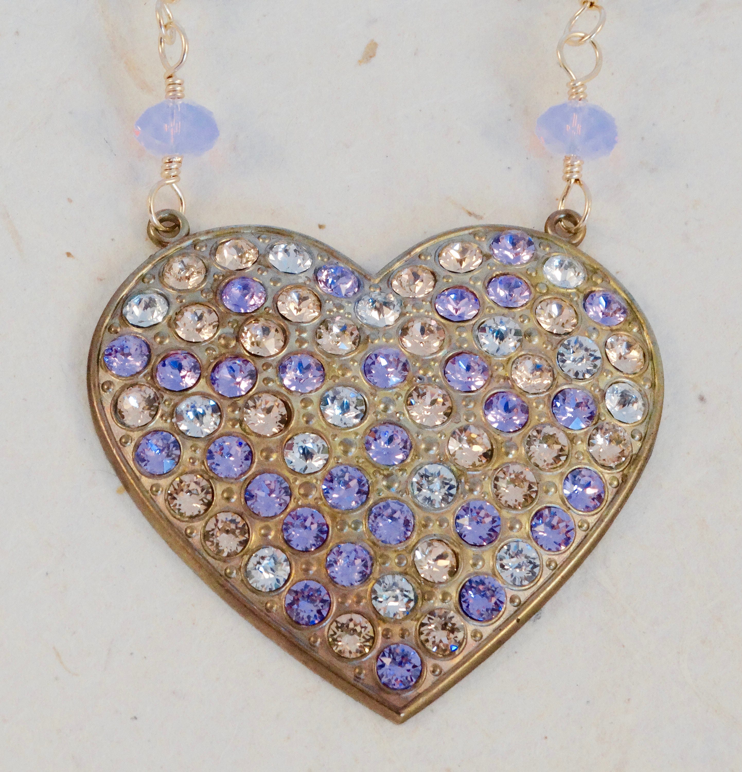 Rhinestone Heart Vintage Brass Heart Three Colors of - Etsy Ireland