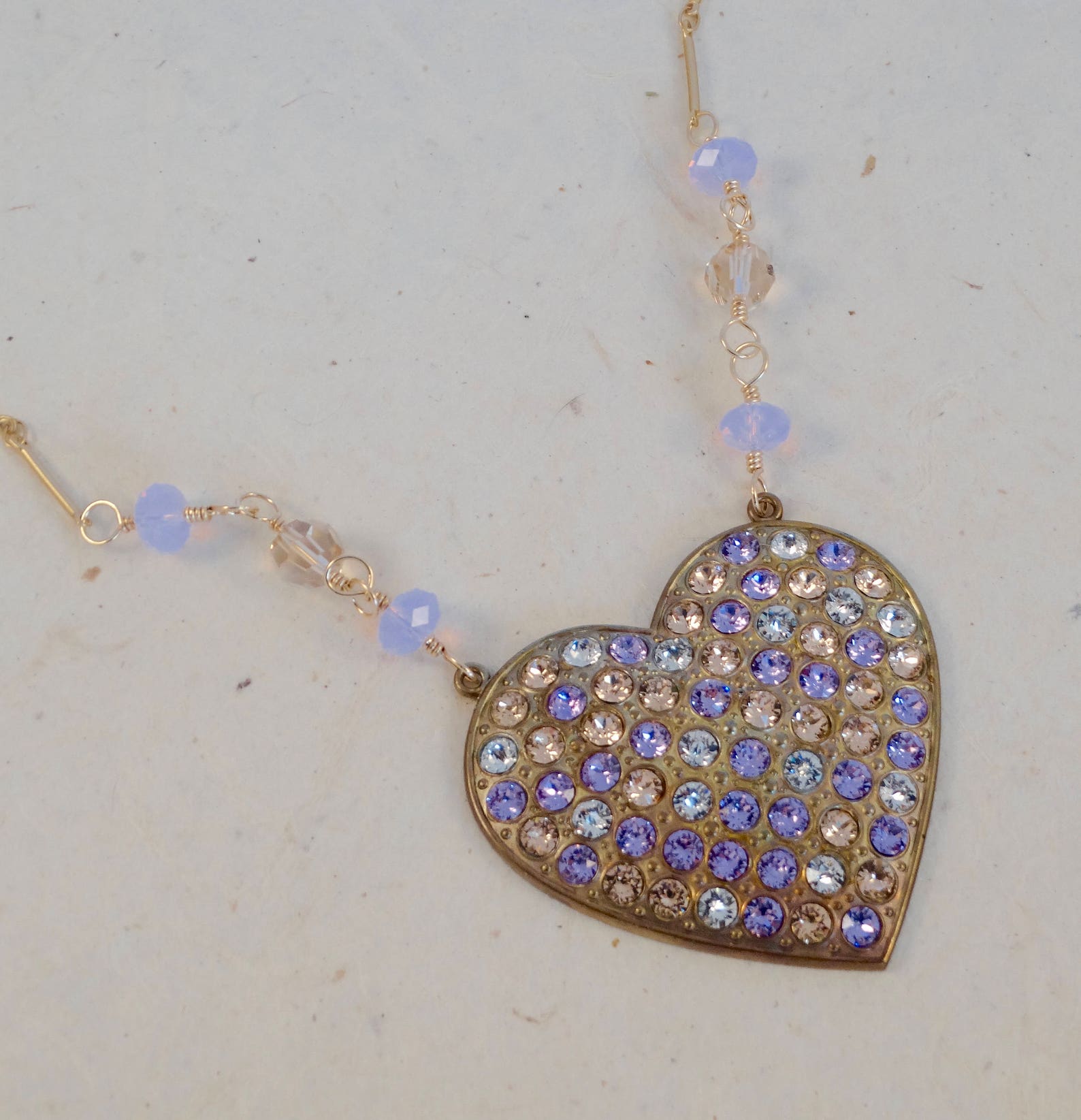 Rhinestone Heart Vintage Brass Heart Three Colors of - Etsy Ireland