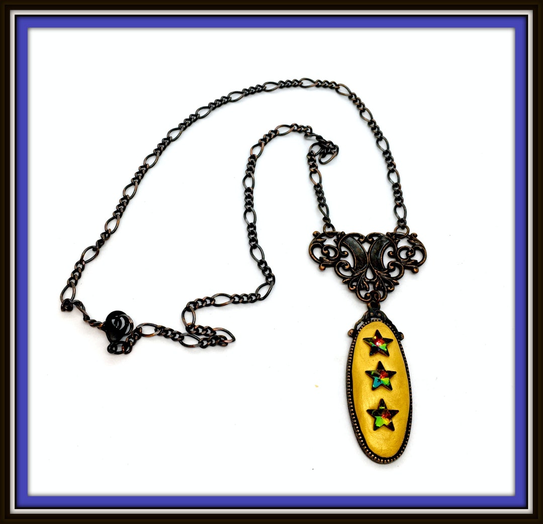 Rusted Iron Pewter Oval Setting With Gold Ceralun Epoxy Clay - Etsy