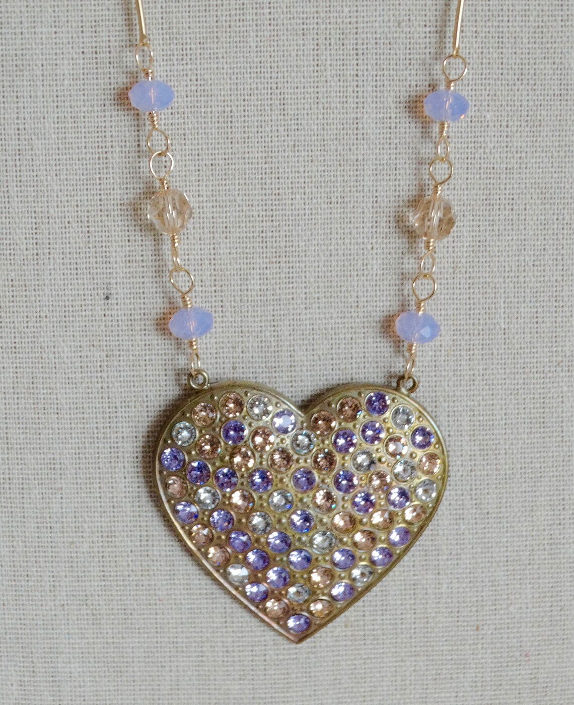 Rhinestone Heart Vintage Brass Heart Three Colors of - Etsy Ireland