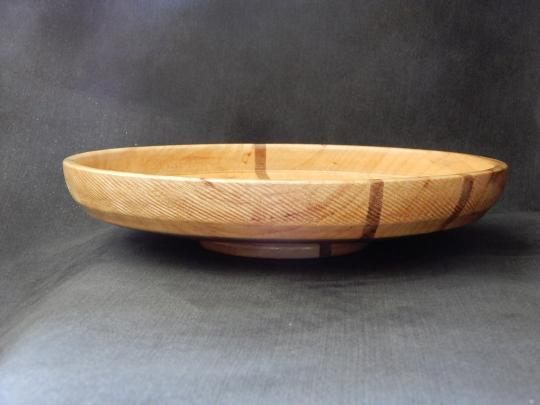 Maple Wood Platter With Walnut Inlay Unique Centerpiece, Hand-turned ...
