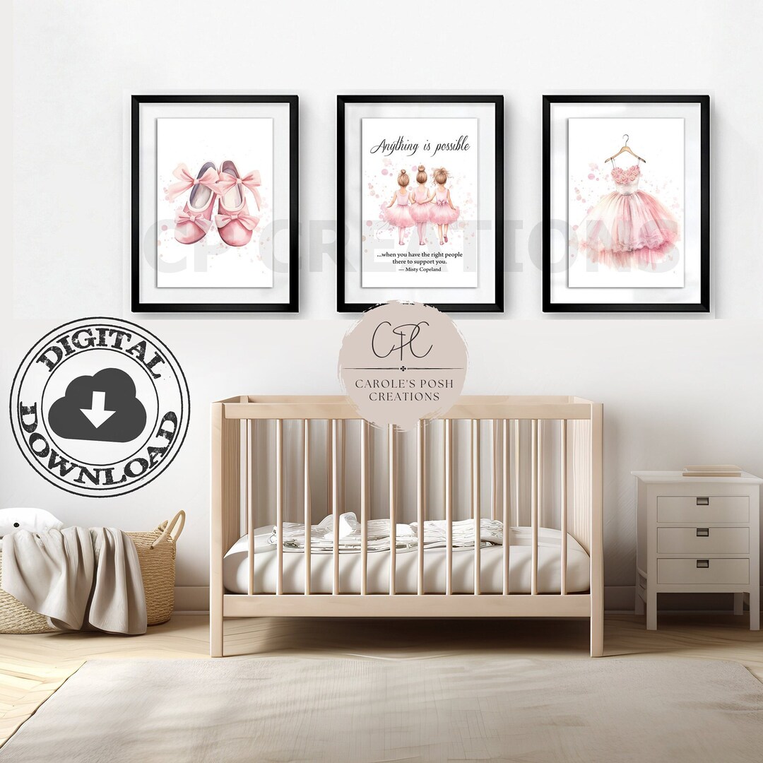 Ballerina Wall Art, Girls Room Wall Decor, Ballerina Nursery Art ...
