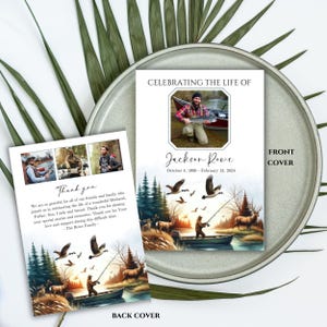 Editable Fishing Hunting Mountain Outdoors Fisherman Photo Memorial ...