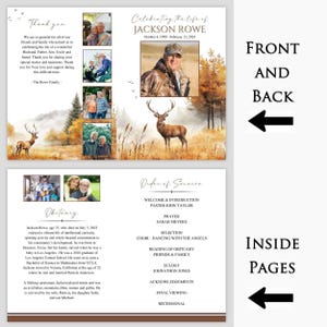 Editable Hunter Fishing Mountain Outdoors Photo Memorial Funeral ...
