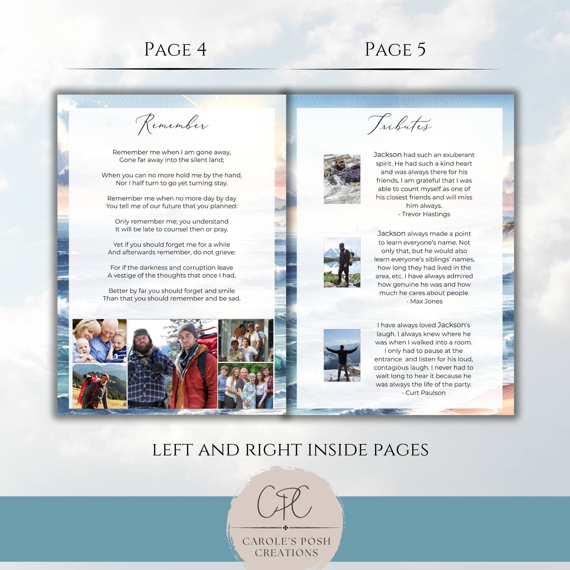8-page Beautiful Funeral Program Template, Editable Celebration of Life ...