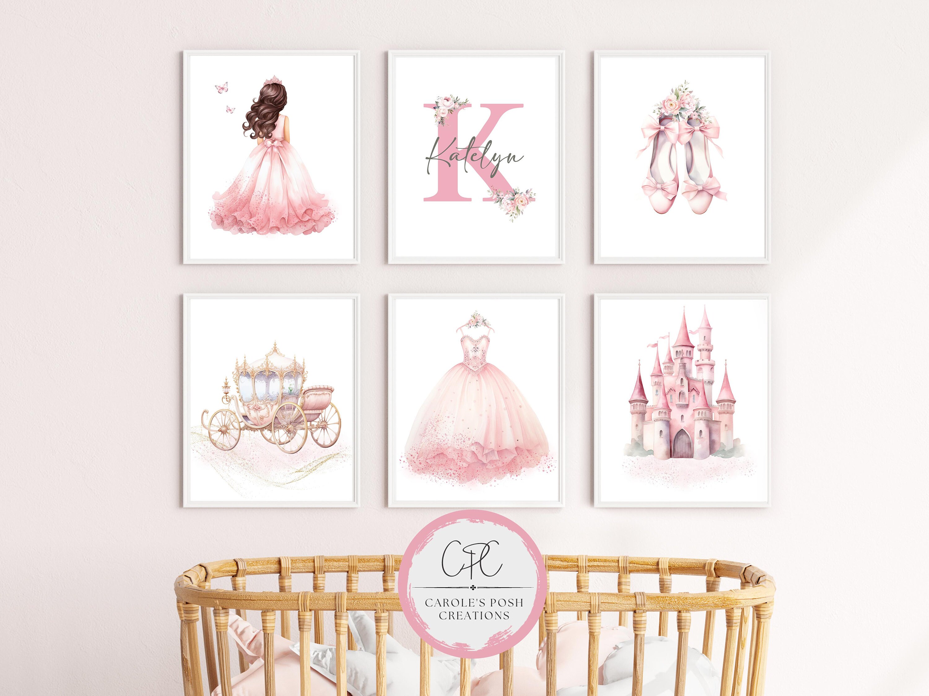 Brunette Princess Ballerina Wall Art, Girls Room Wall Decor, Nursery ...