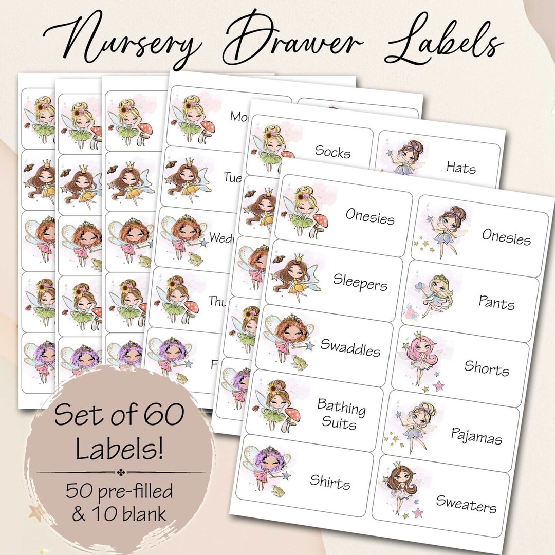Fairy Nursery Decor, Printable Drawer Labels, Nursery Closet Organizer ...