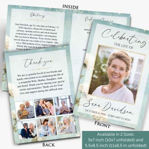 4-page Dandelion Funeral Program Canva Template, Editable Celebration ...