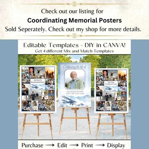 Editable Vintage Airplane Photo Memorial Funeral Program Template ...