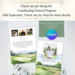 Set of 3 Editable Golf Funeral Photo Collage Templates, Celebrating the ...