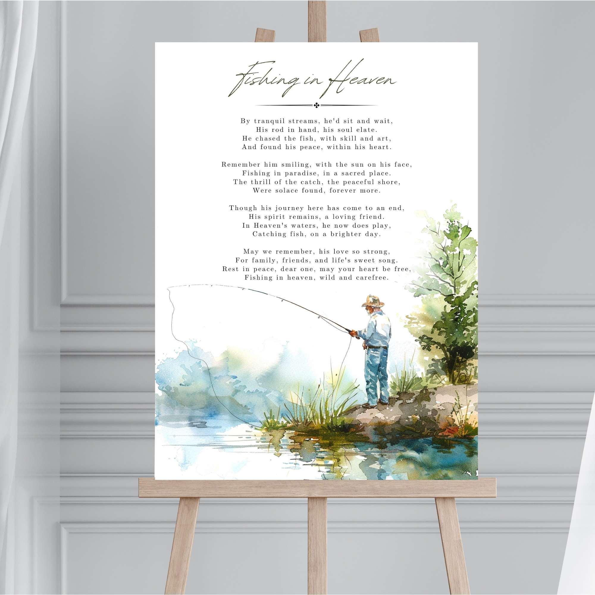 Fishing in Heaven Poem Sign Ready to Print, Celebration of Life Poem ...