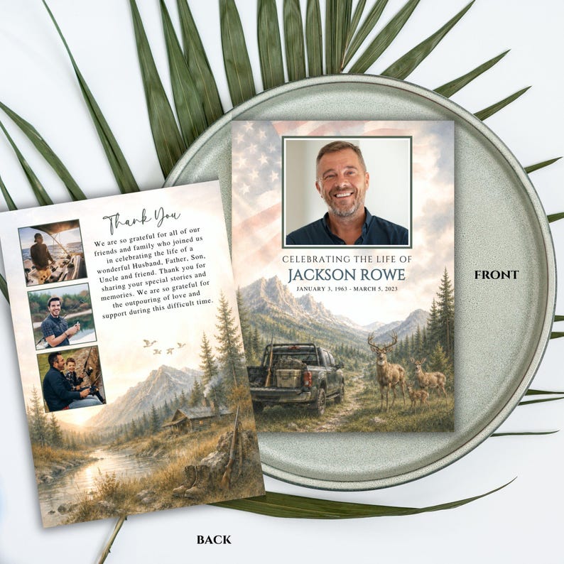 Editable Hunter Memorial Funeral Program Template, Printable Patriotic ...