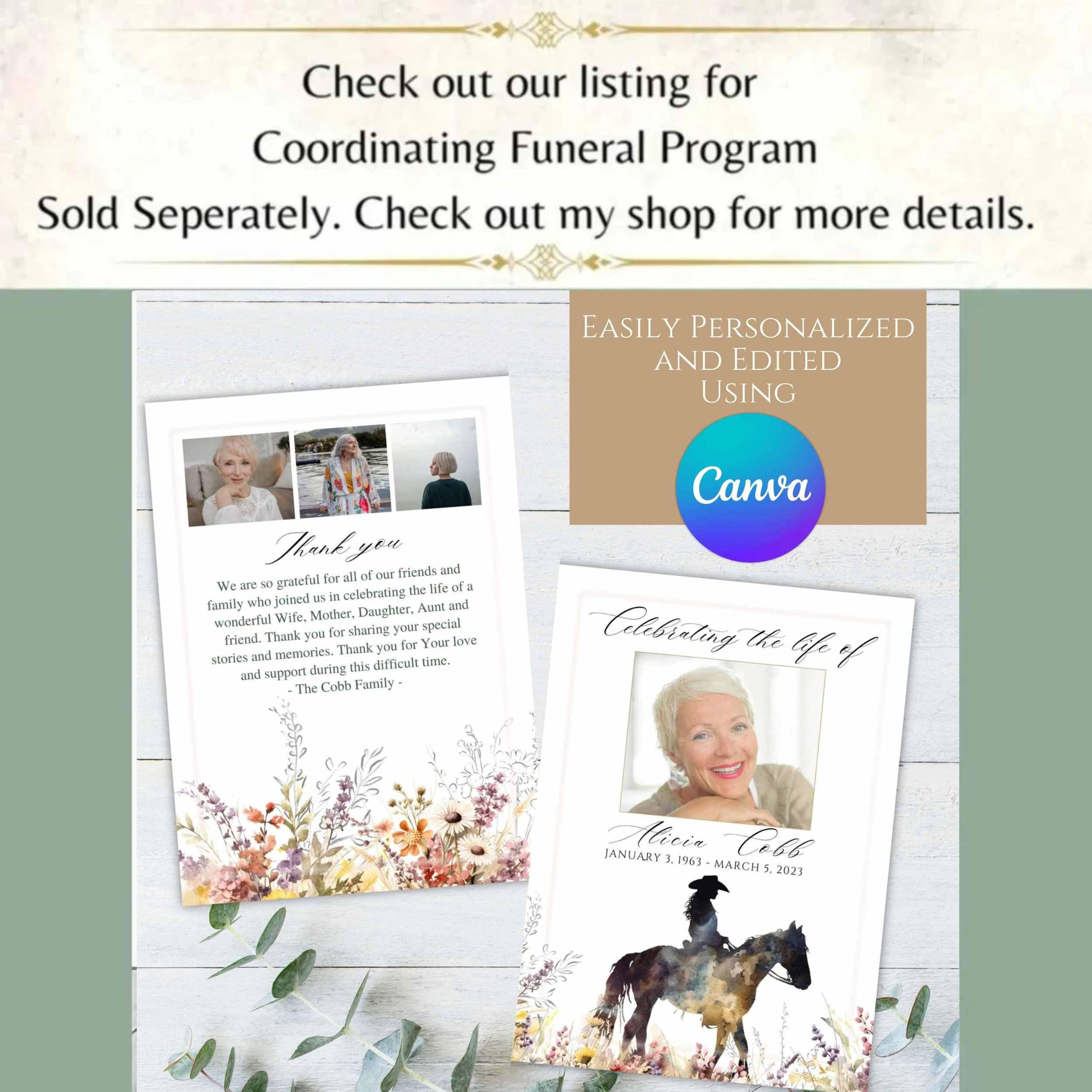 Editable Photo Sign Template for Memorial Funeral, Celebrating the Life ...