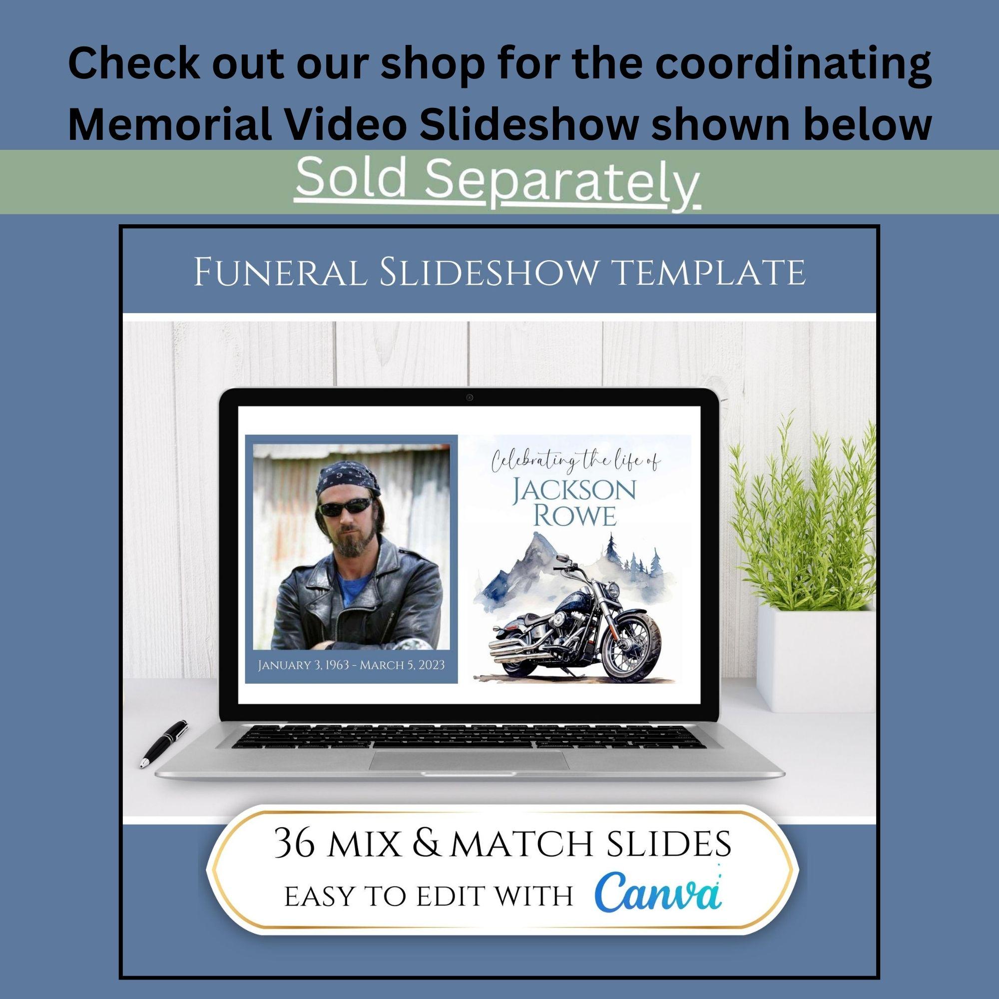 Editable Motorcycle Biker Photo Memorial Funeral Program Template ...