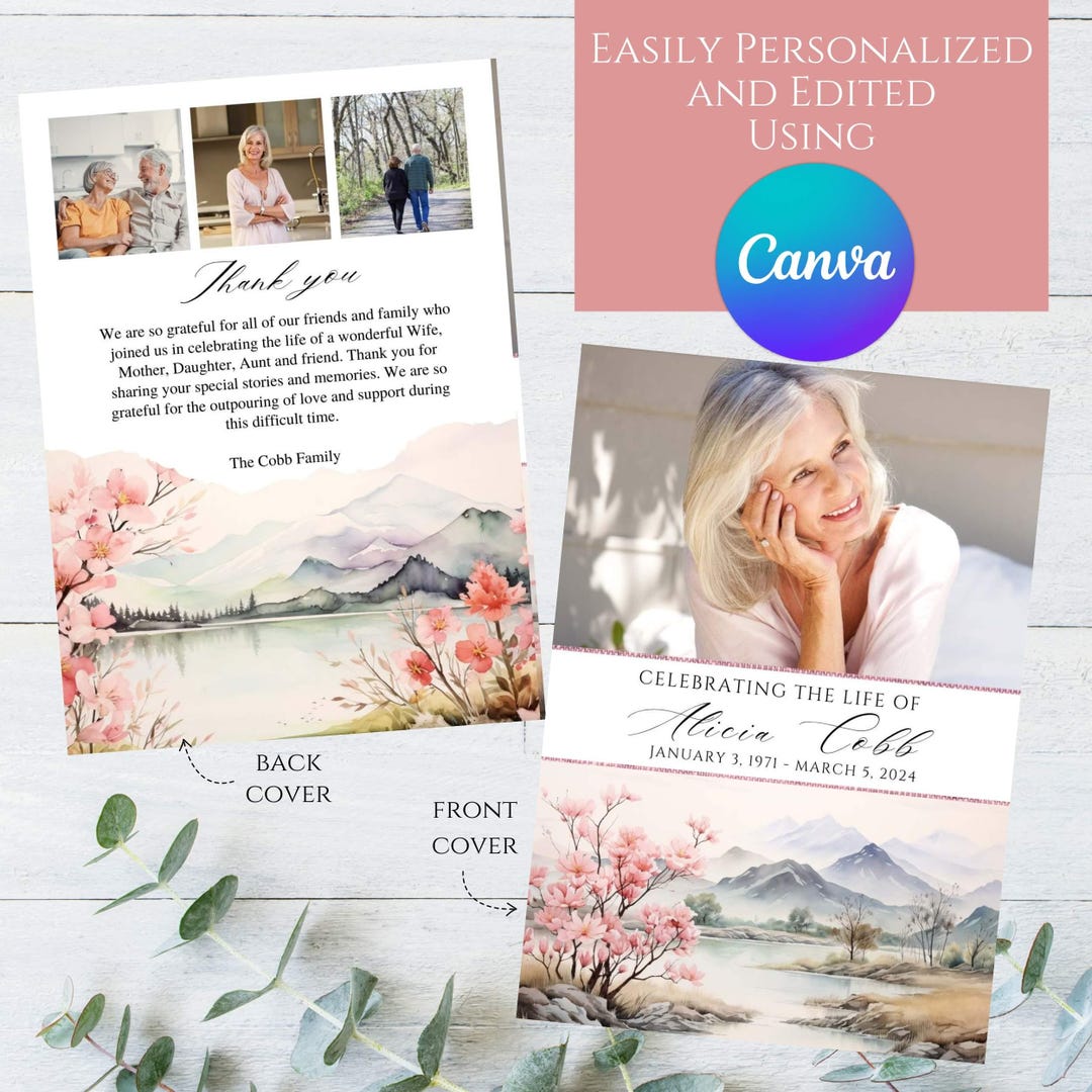 Editable Mountain Outdoors Forest Beautiful Photo Memorial Funeral ...