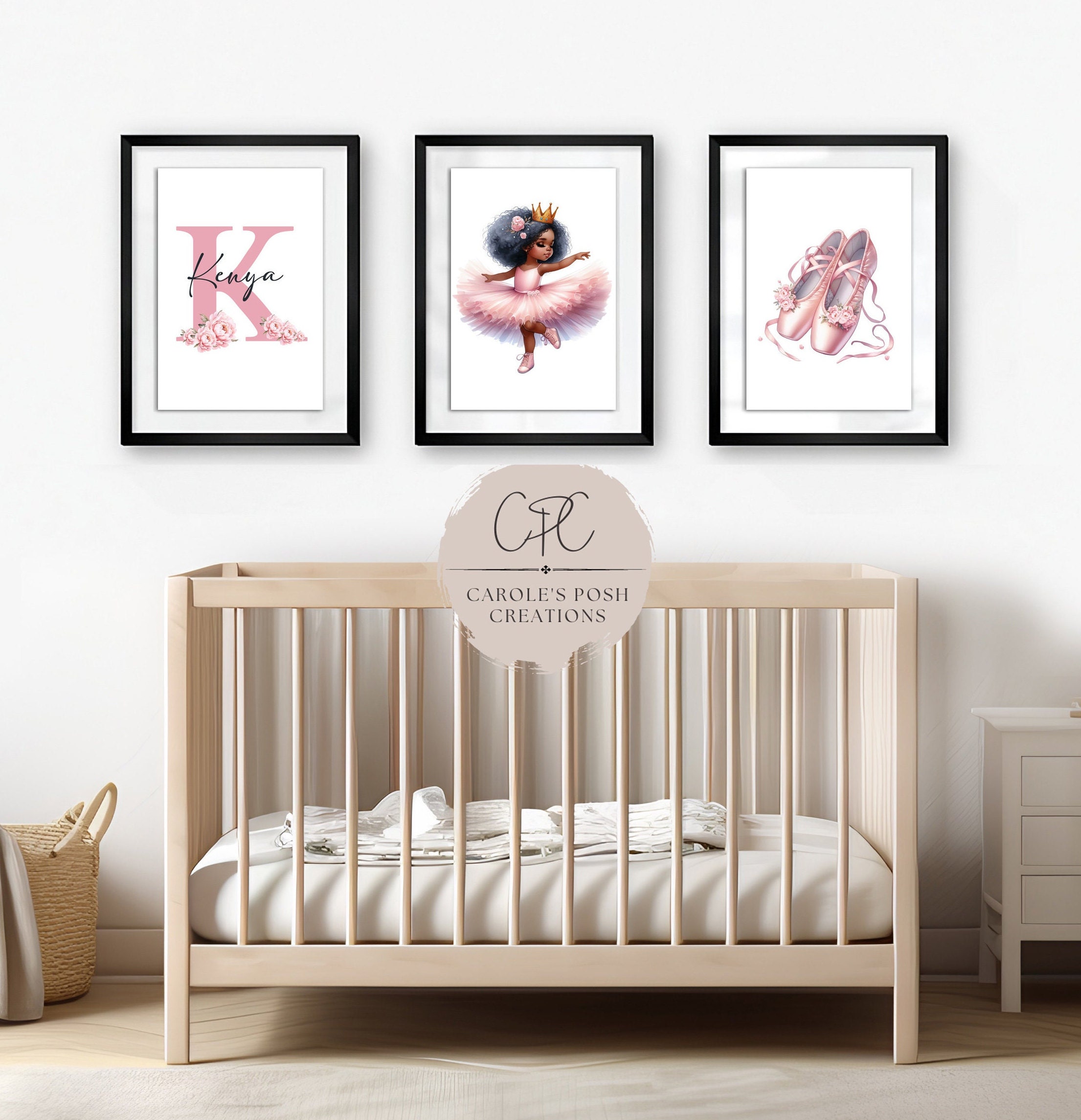 Black Ballerina Wall Art, Girls Room Wall Decor, Ballerina Nursery Art ...