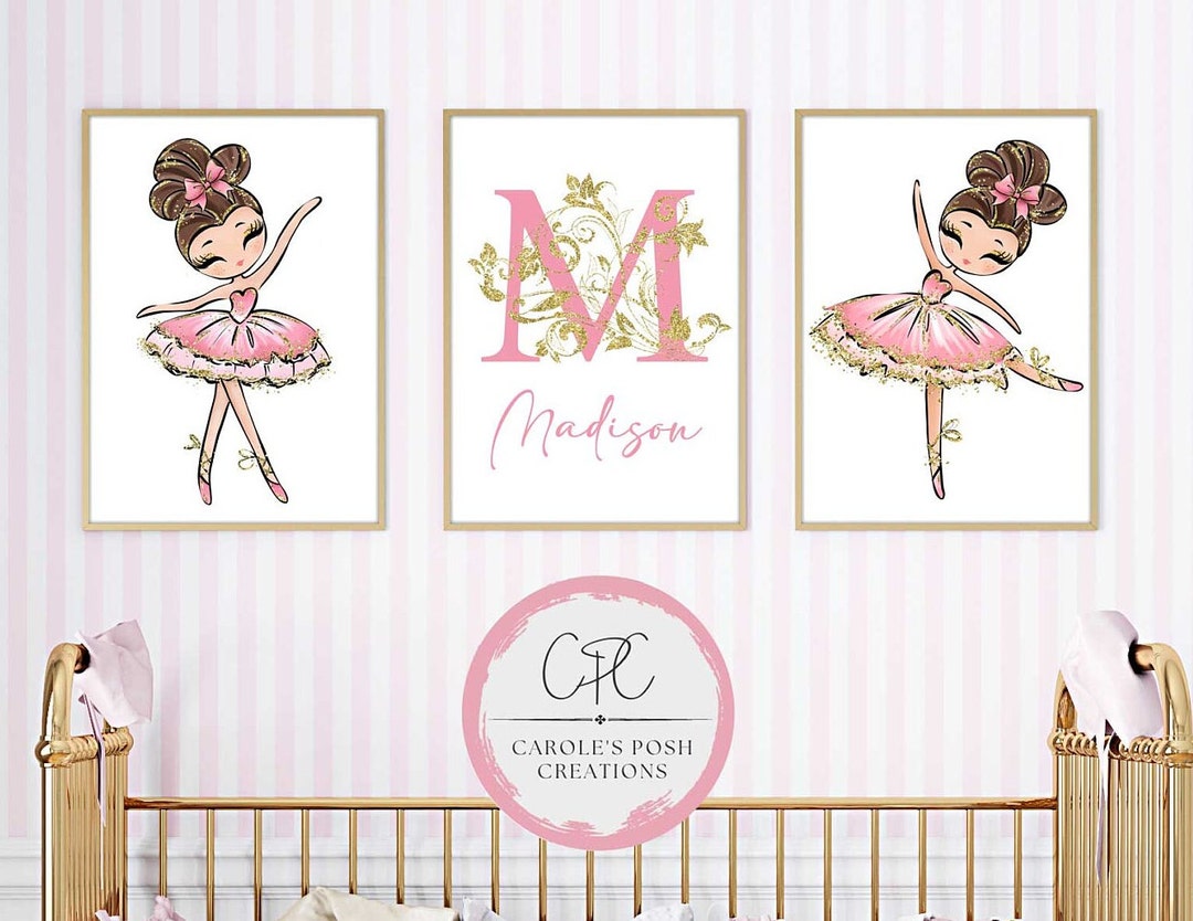 Brunette Ballerina Wall Art, Girls Room Wall Decor, Ballerina Nursery ...