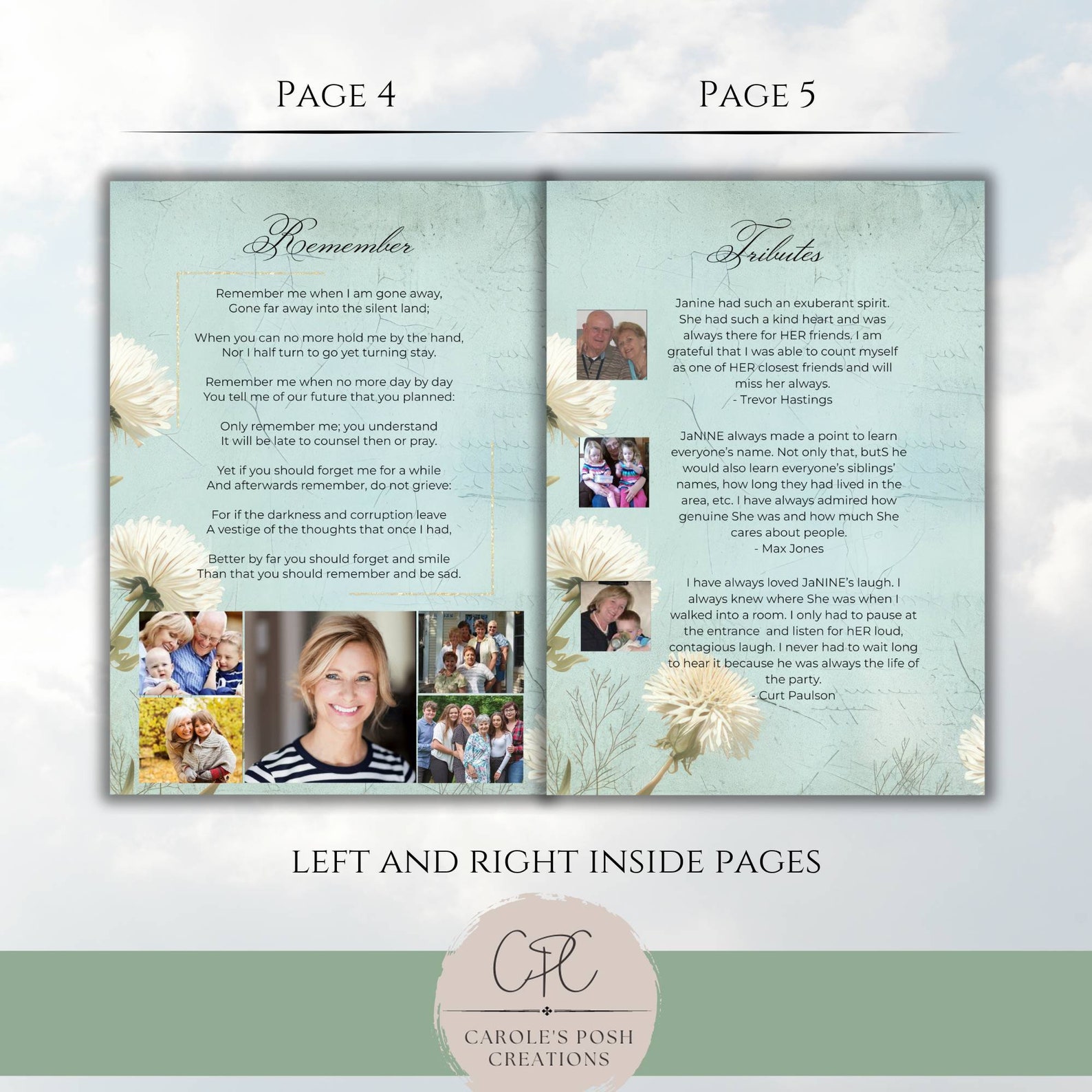 8-page Funeral Program Template, Editable Celebration of Life, Obituary ...