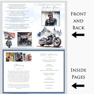 Editable Motorcycle Biker Photo Memorial Funeral Program Template ...