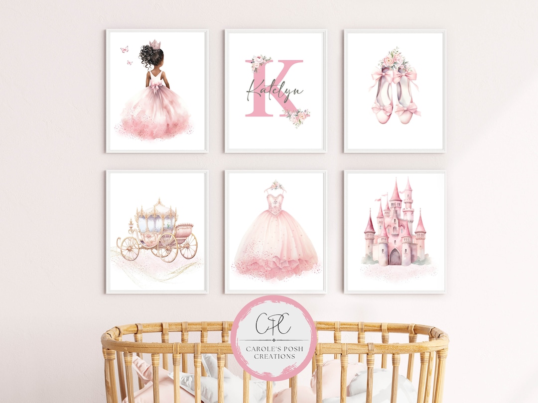 Black Princess Wall Art, Girls Room Wall Decor, Princess Nursery Art ...