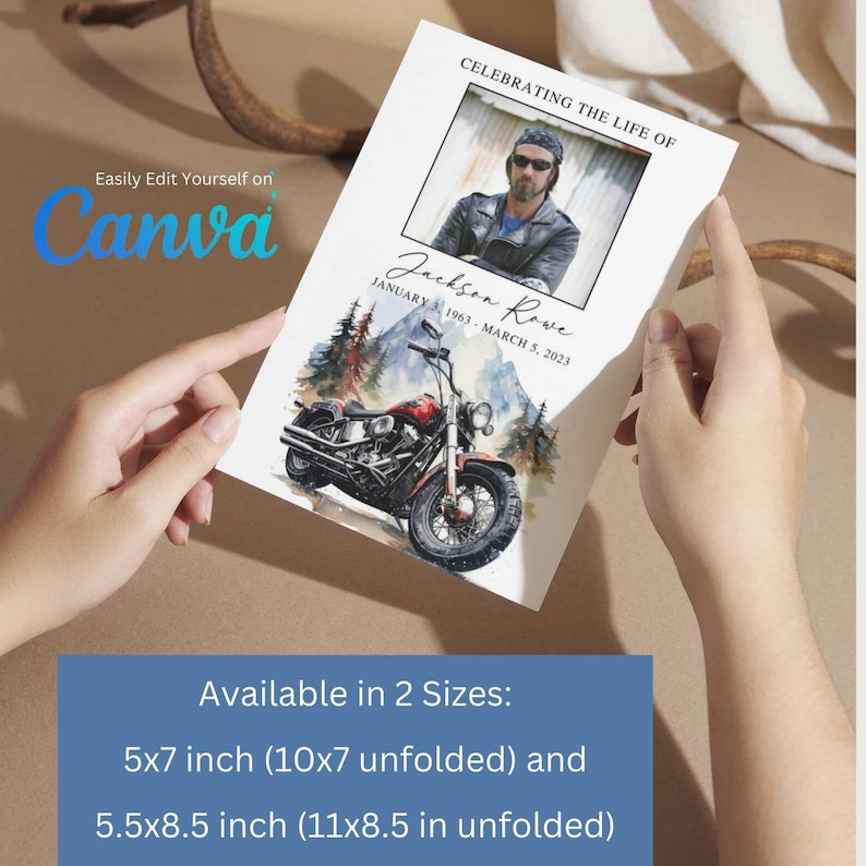 Editable Motorcycle Funeral Bundle Templates, Printable Memorial ...