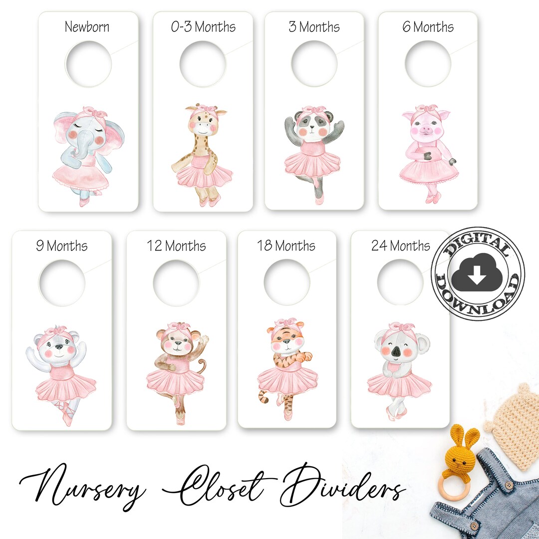 Cute Dancing Ballerina Animals Nursery Closet Dividers, Printable ...