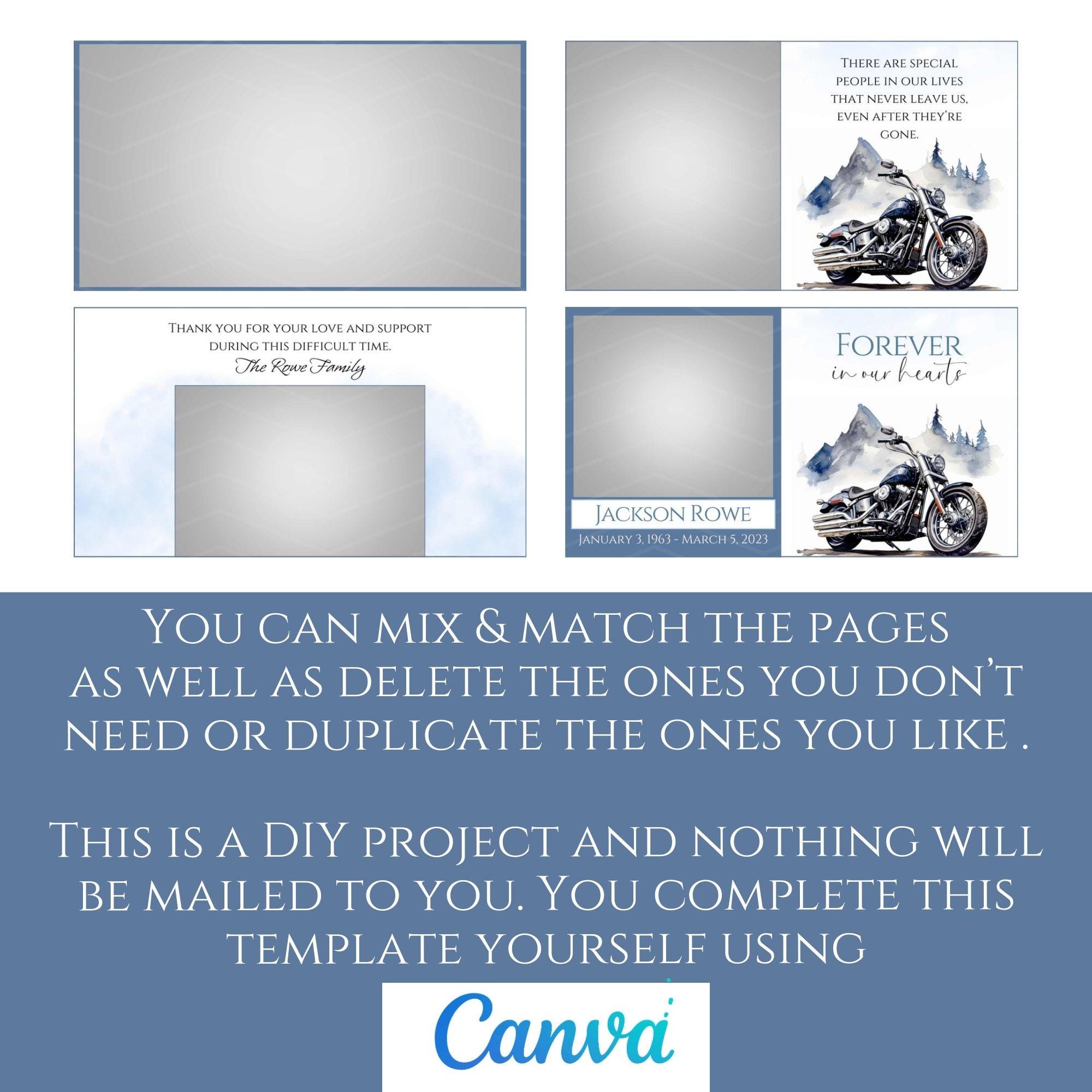 Editable Motorcycle Biker Memorial Funeral Photo Slideshow Template ...
