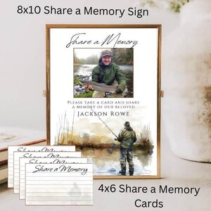 Editable Fishing Mountain Outdoors Fisherman Photo Memorial Funeral ...