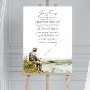 Gone Fishing Poem Sign Ready to Print, Celebration of Life Poem for ...