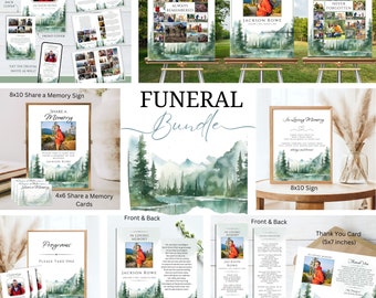 4-page Funeral Program Template, Editable Mountain Outdoors Forest ...