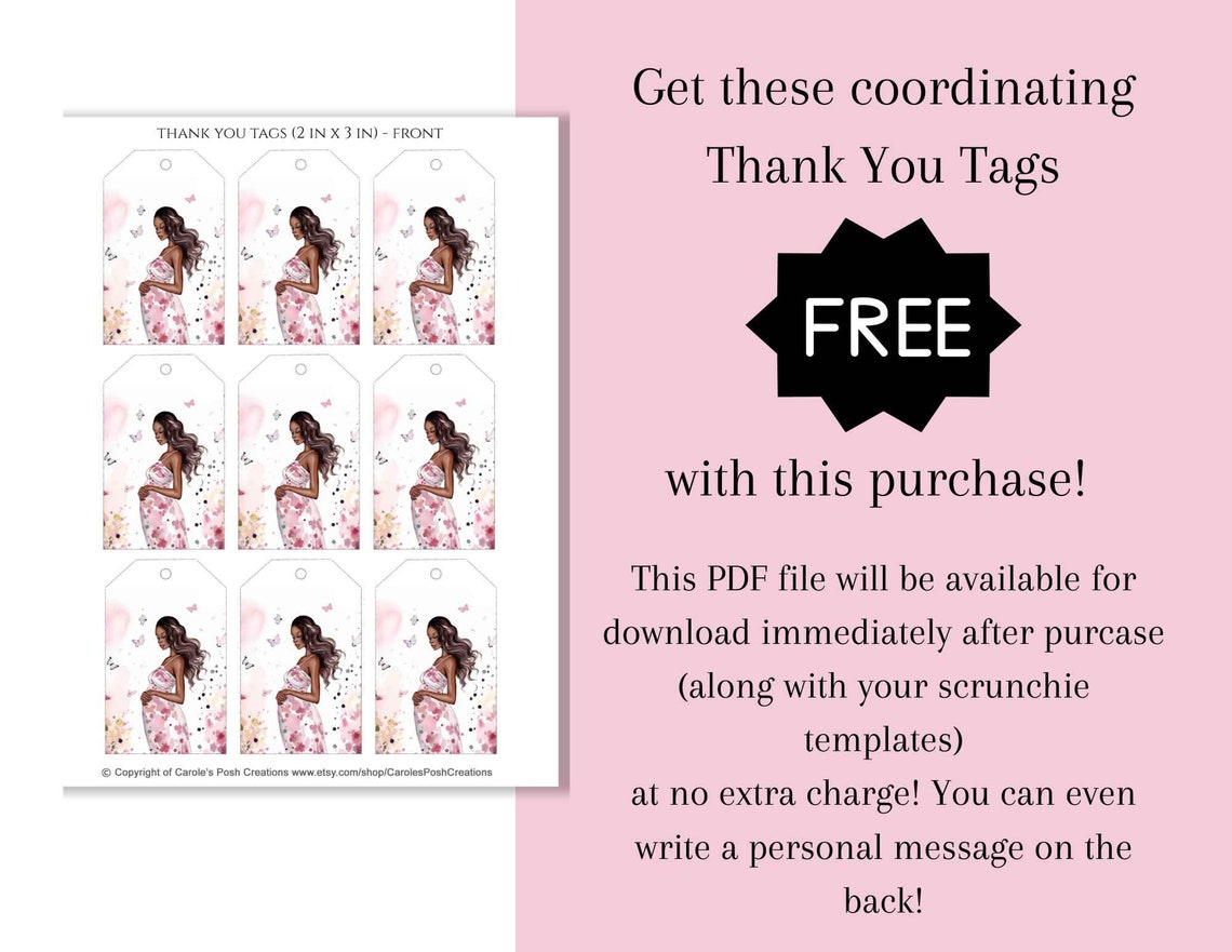 Baby Shower Scrunchie Template Thank You Card, Baby Shower Party Favor ...