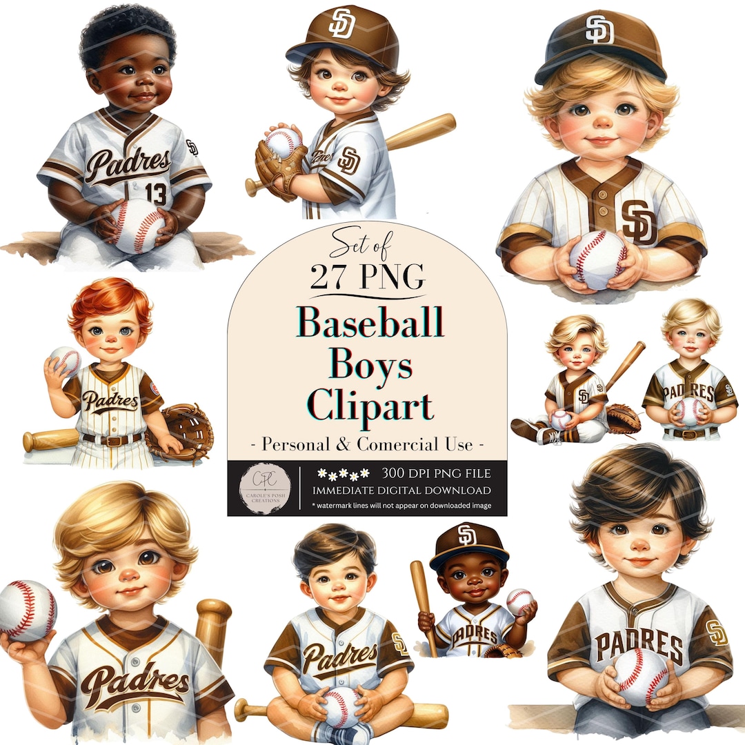 Watercolor Baseball Boy Clipart, Baseball Toddler Baby Clipart, Cute ...