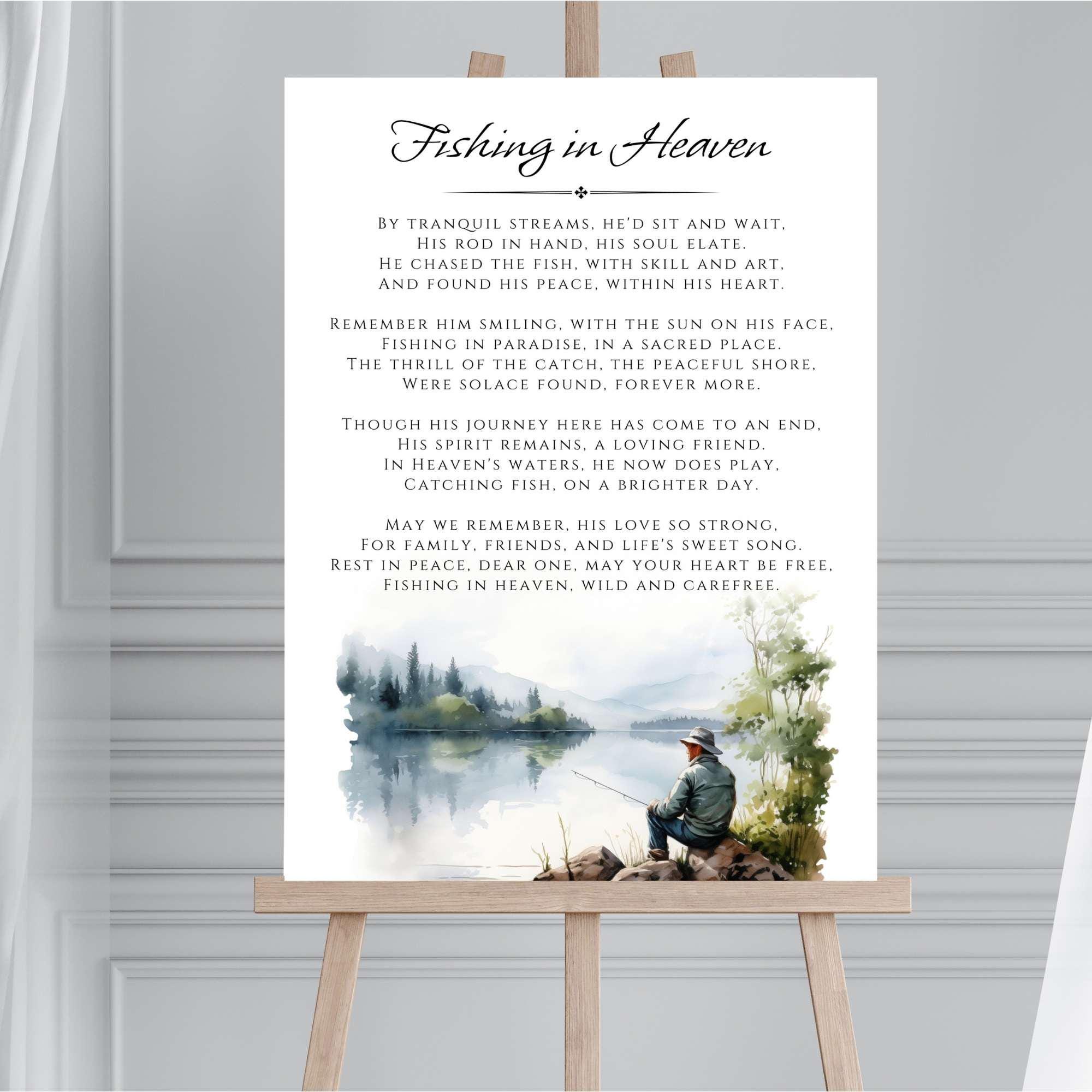 Fishing in Heaven Poem Sign Ready to Print, Celebration of Life Poem ...