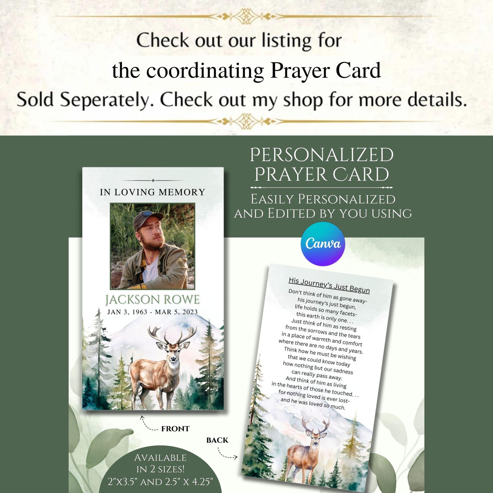 Hunter's Funeral Poem Sign, Celebration of Life Poem for Hunter ...