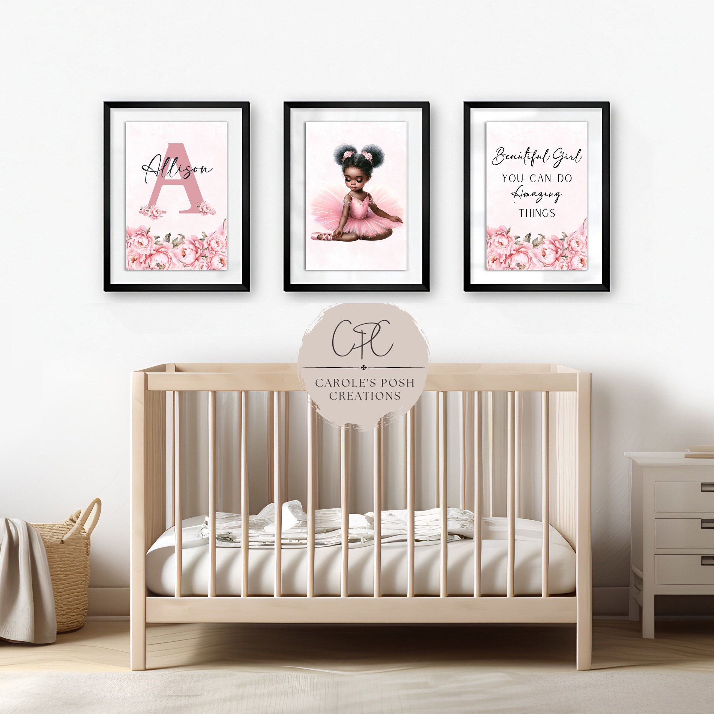 Black Ballerina Wall Art, Girls Room Wall Decor, Ballerina Nursery Art ...