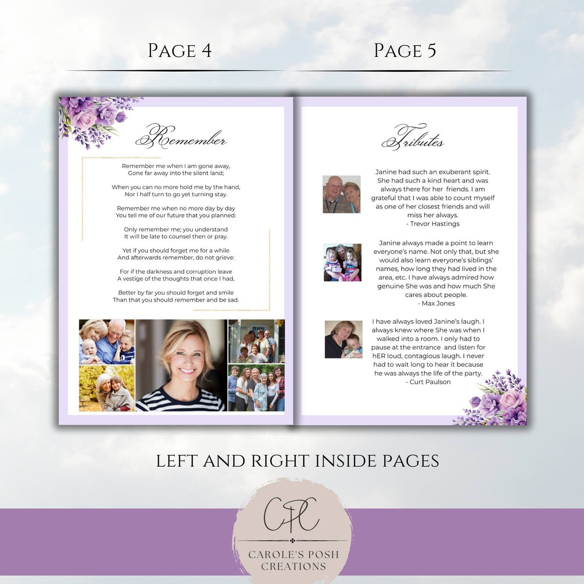 8-page Beautiful Funeral Program Template, Editable Celebration of Life ...