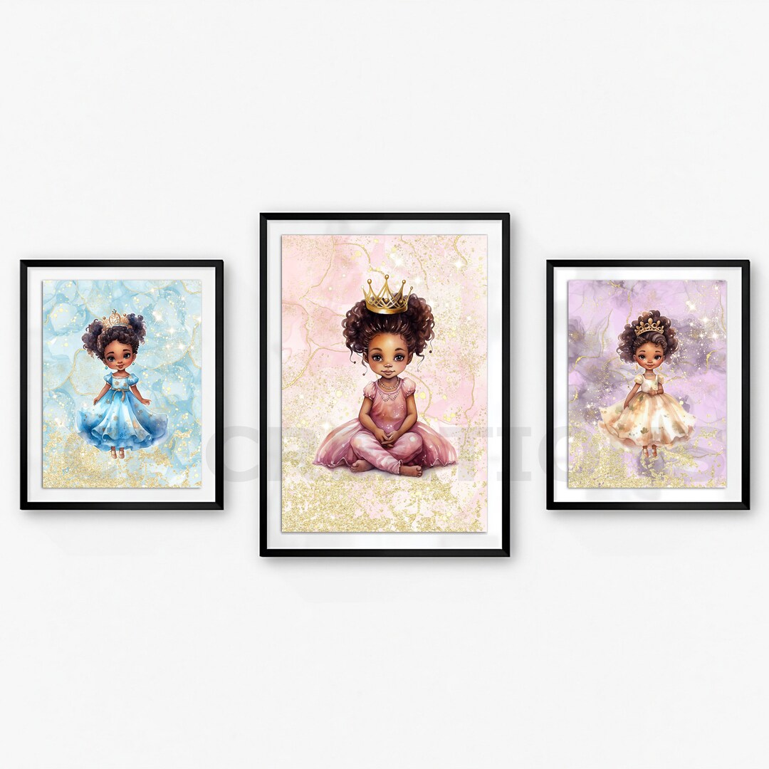Black Princess Wall Art, Girls Room Wall Decor, African American ...