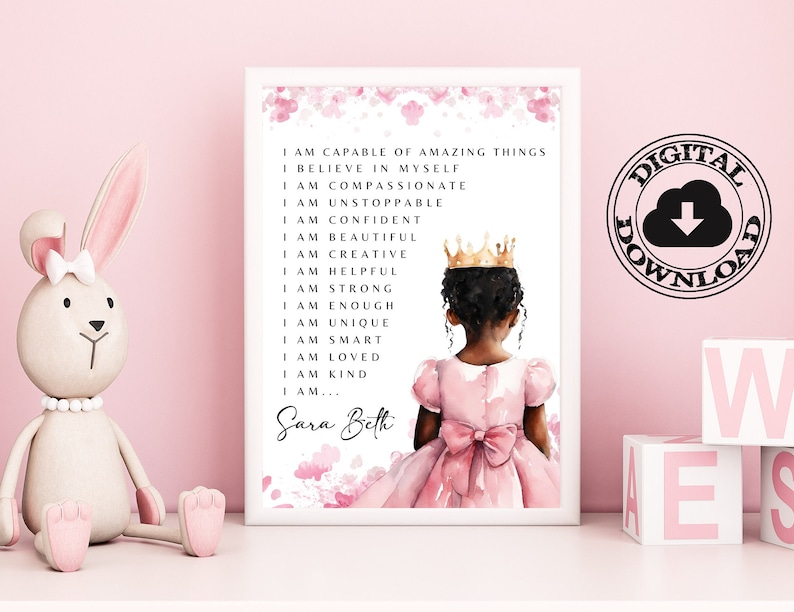 African American Personalized Name Positive Affirmations Art Print