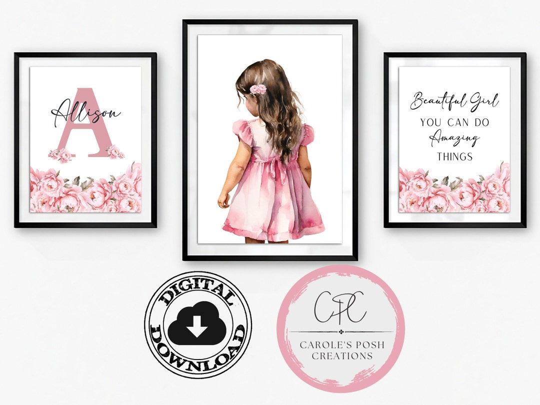 Brunette Ballerina Wall Art, Girls Room Wall Decor, Ballerina Nursery ...